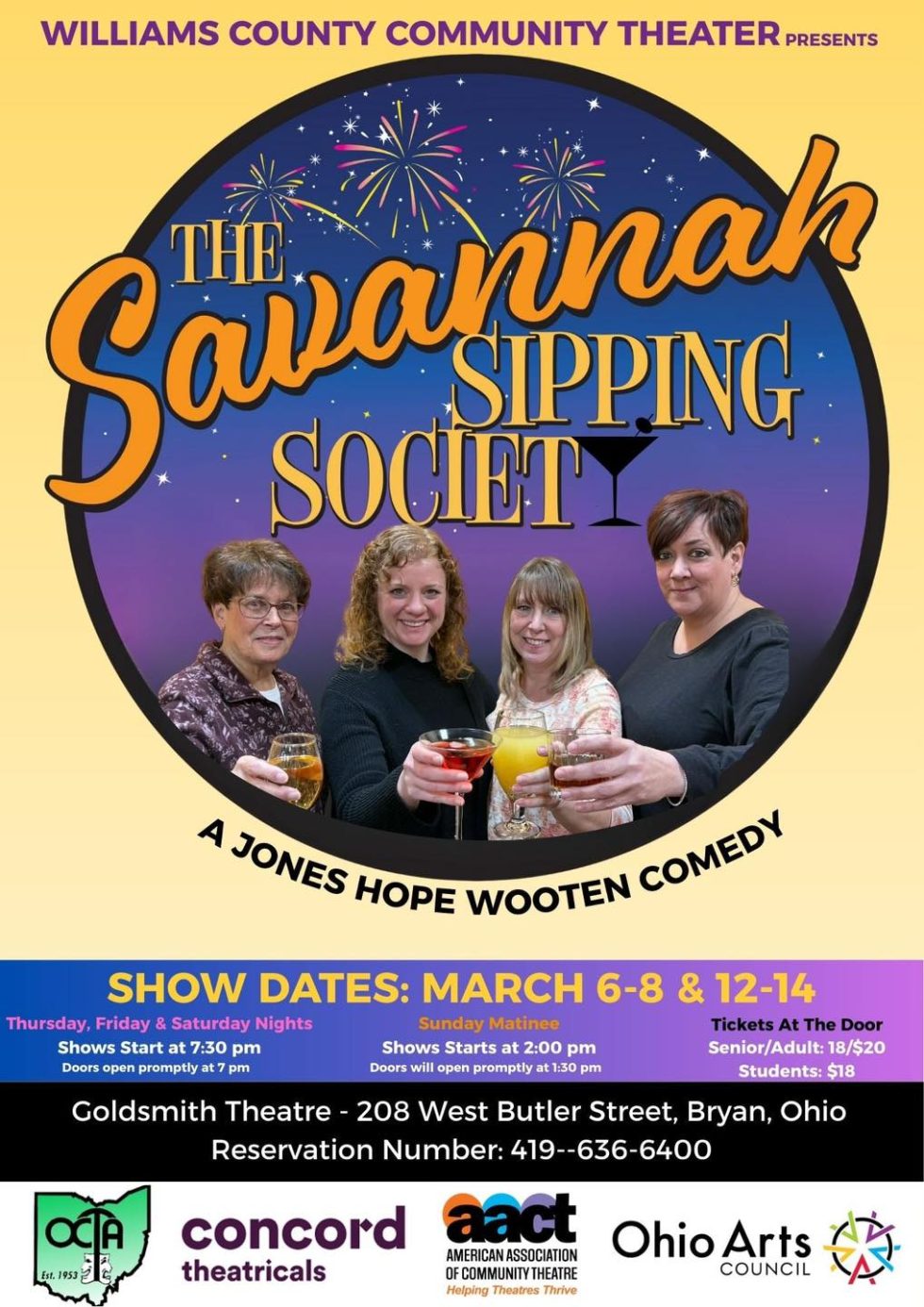 WCCT Presents: “The Savannah Sipping Society” | Visit Bryan, Oh